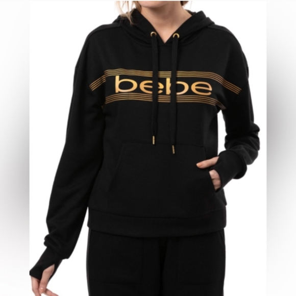 bebe | Tops | Beb Sport Glitter Logo Hoodie | Poshmark